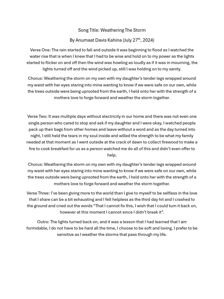 Weathering the Storm: A Mother's Tale | PDF | General Fiction