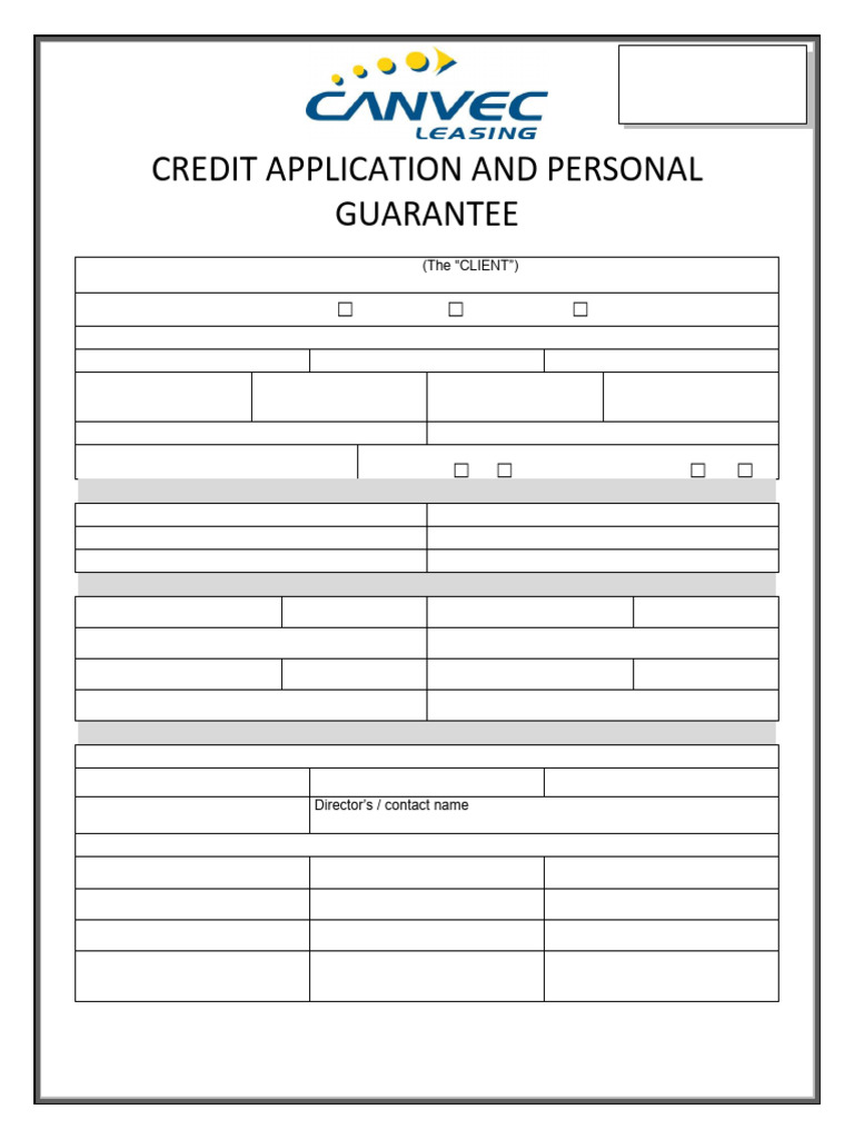 Credit Application & Guarantee Form | PDF | Guarantee | Business Law