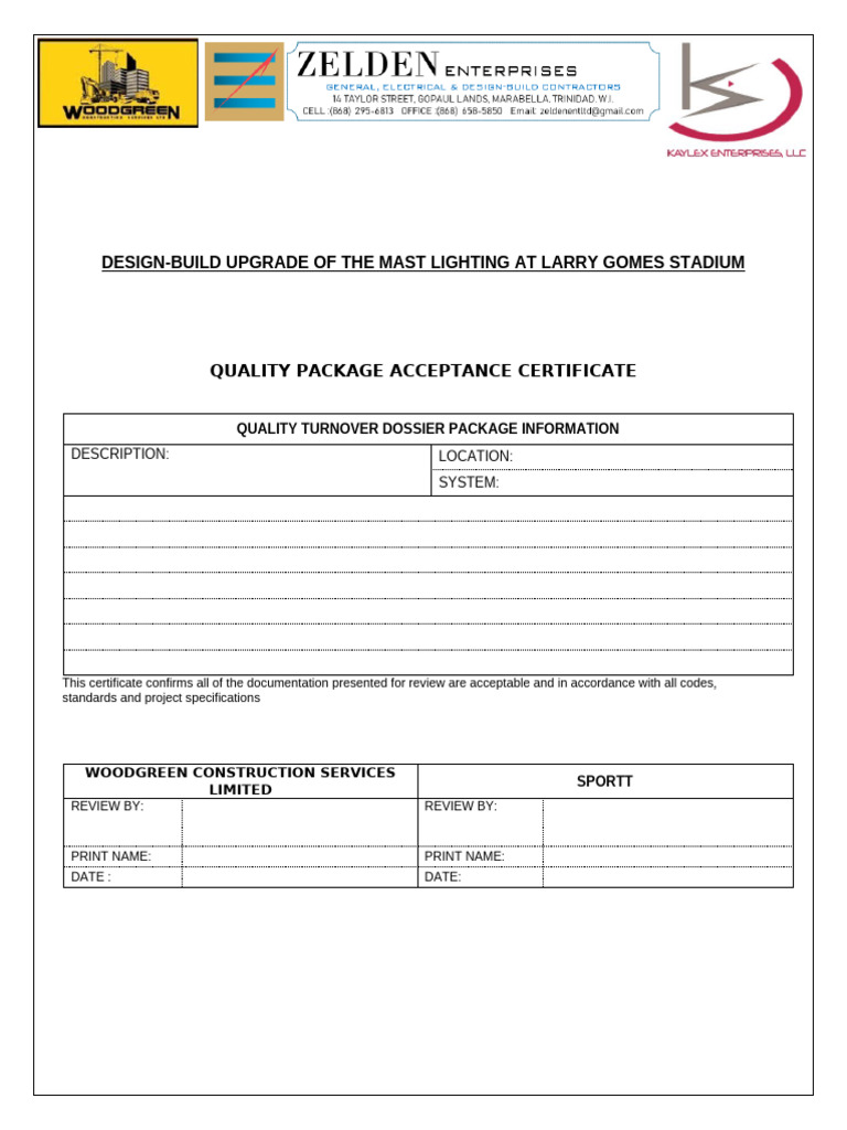 QAQC Acceptance Certificate | PDF