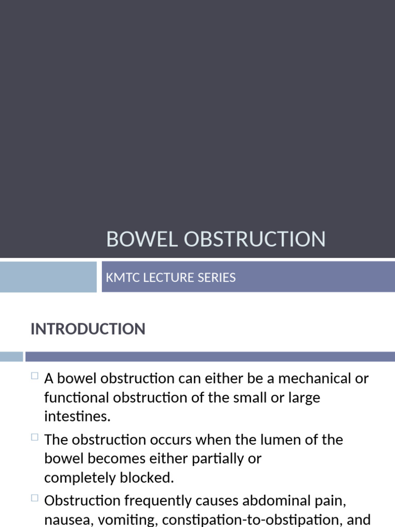 Bowel Obstruction: Causes and Management | PDF | Medical Specialties ...