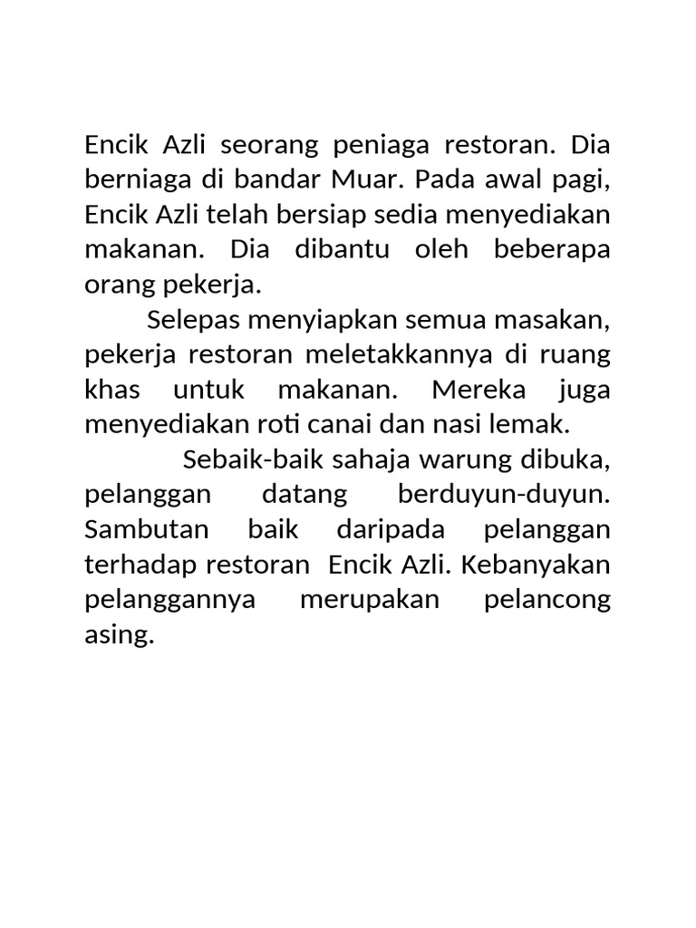 Encik Azli Seorang Peniaga Restoran | PDF