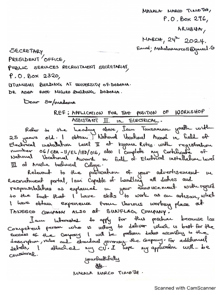 Workshop Assistant Letter | PDF