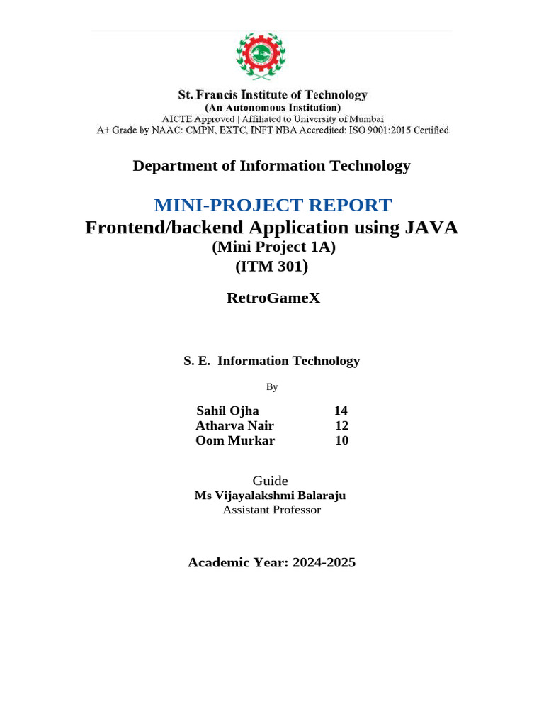 RetroGameX Report | PDF | Databases | Graphical User Interfaces