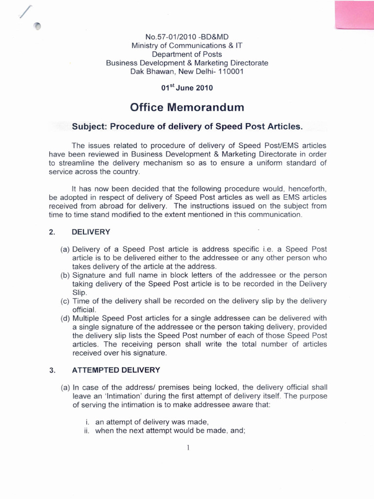 Procedure For Delivery of SP Article | PDF | Freight Transport ...