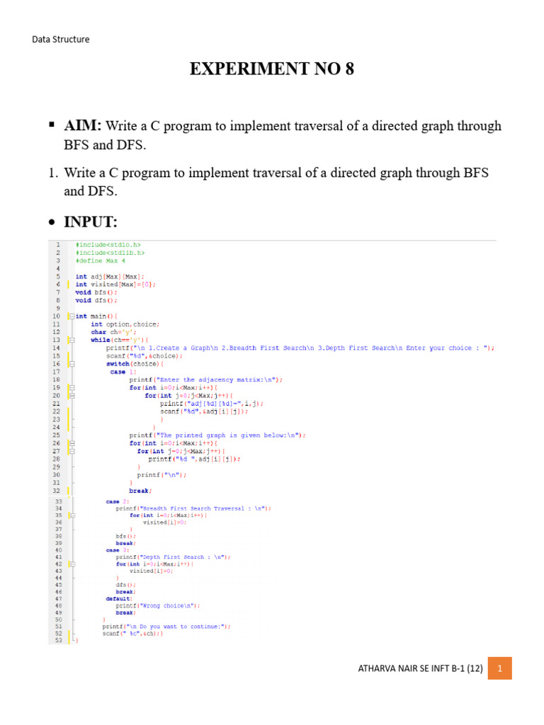 Experiment No 8 | PDF