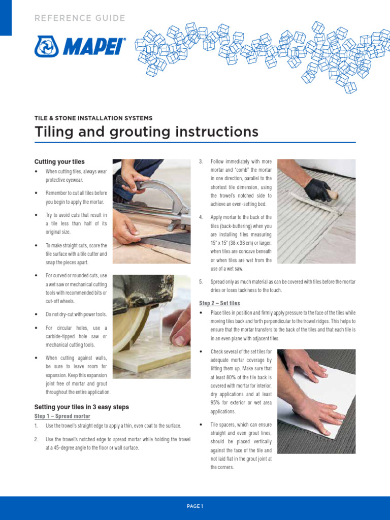 Tiling and Grouting Instructions - Reference Guide | PDF | Tile | Building Engineering