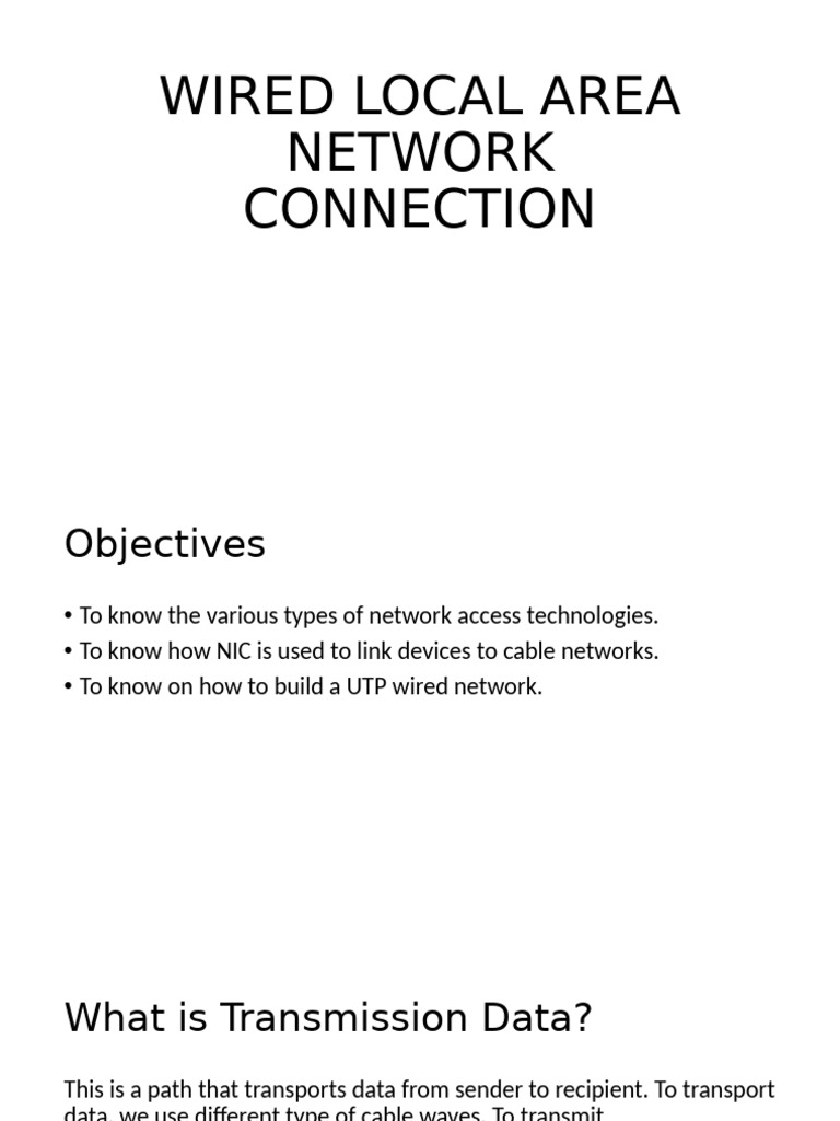 Wired Local Area Network Connection. | PDF | Transmission Medium | Coaxial Cable