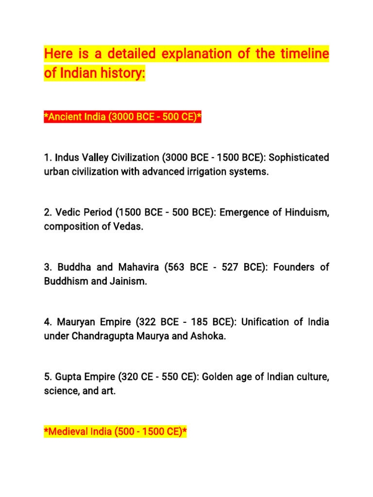 Timeline of Indian History | PDF | Asia | South Asia