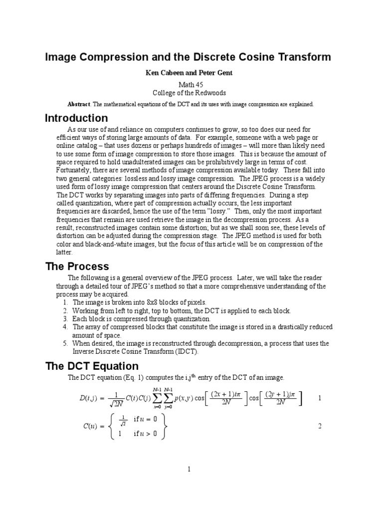 DCT | PDF | Data Compression | Matrix (Mathematics)
