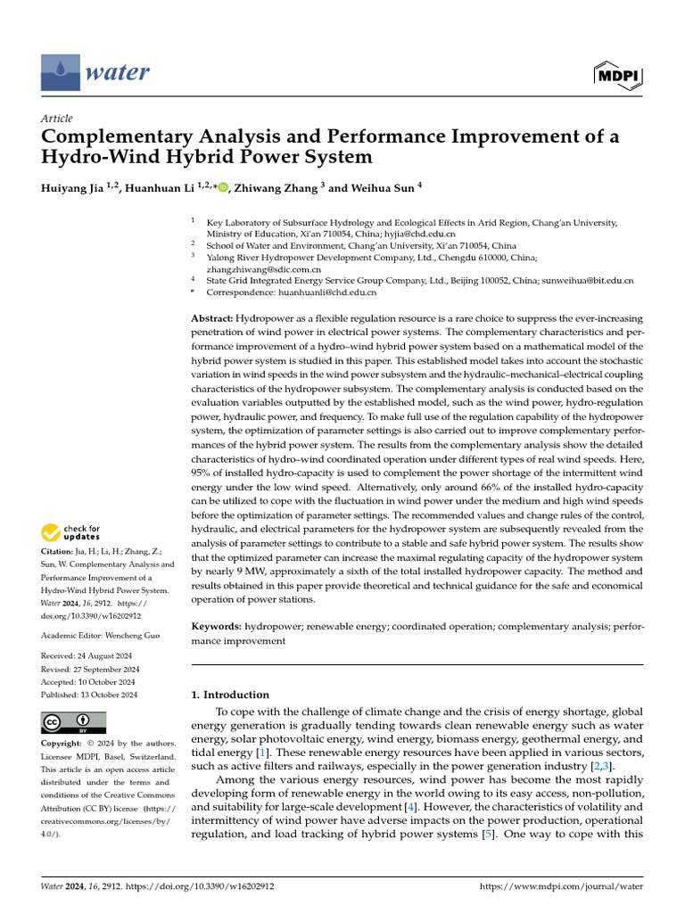 Complementary Analysis and Performance Improvement | PDF | Wind Power | Hydroelectricity