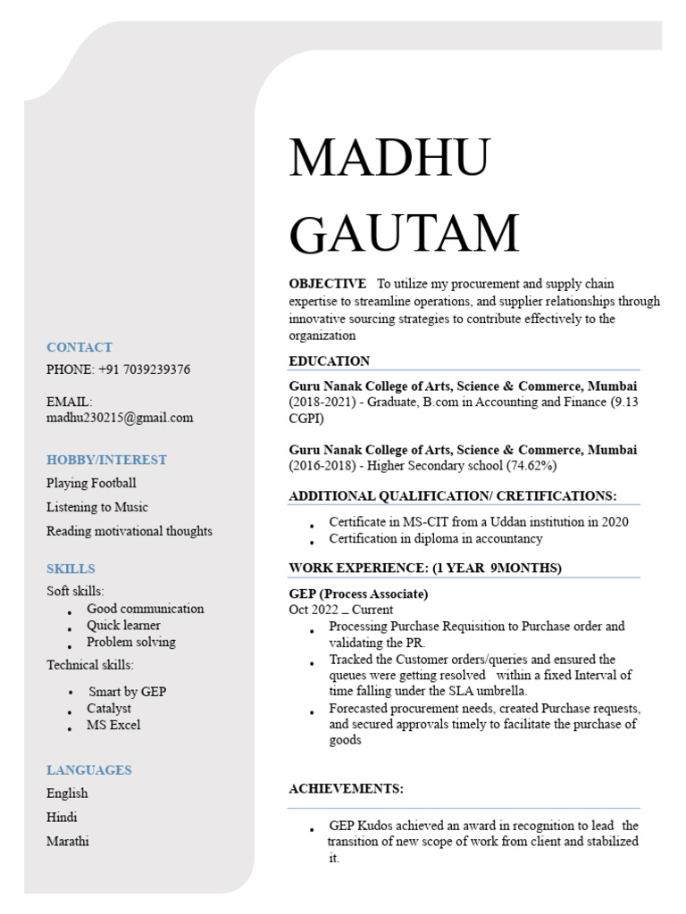 MADHU resume 1 | PDF