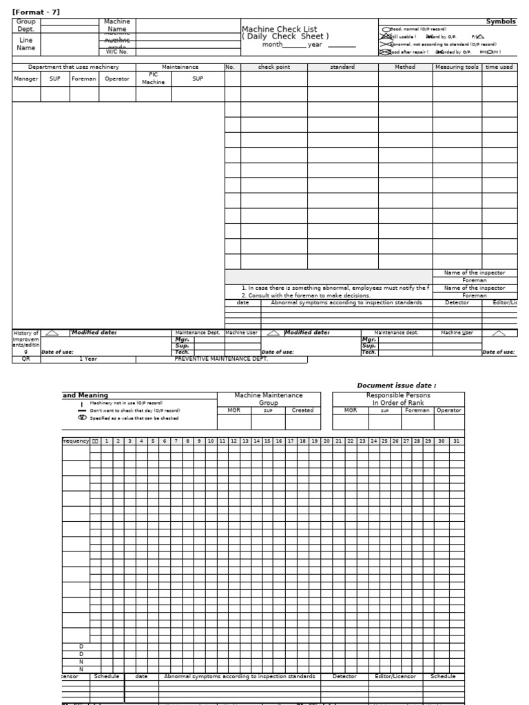 F PME 007 - Daily Check Form | PDF | Computing