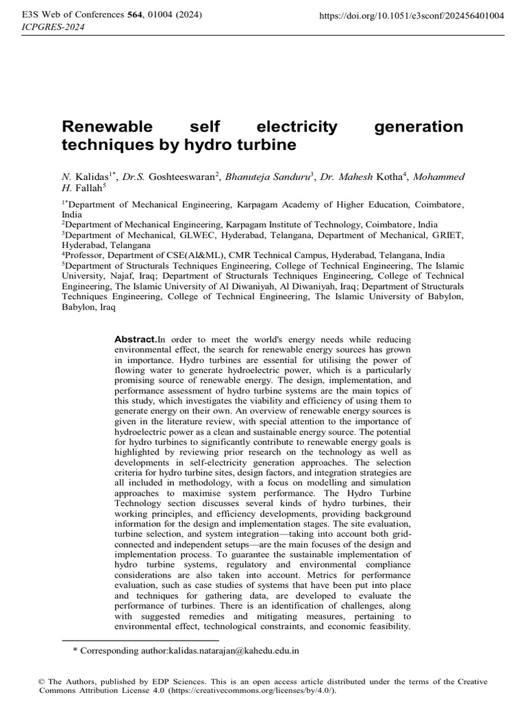 Renewable Self Electricity Generation Techniques B | PDF ...