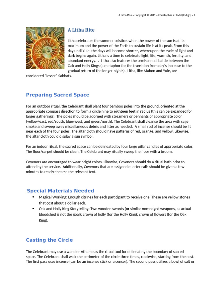 A-Litha-Rite | PDF | Wheel Of The Year | Wicca