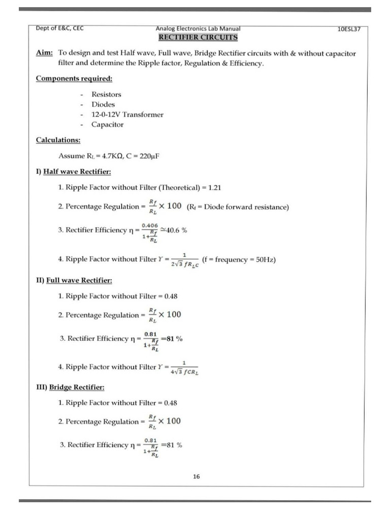 Experiment 3 Rectifier Circuits | PDF