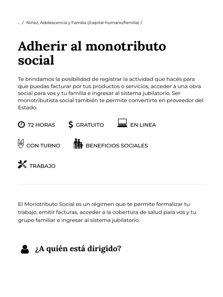 Adherir Al Monotributo Social Argentina - Gob.ar | PDF | Pensión ...