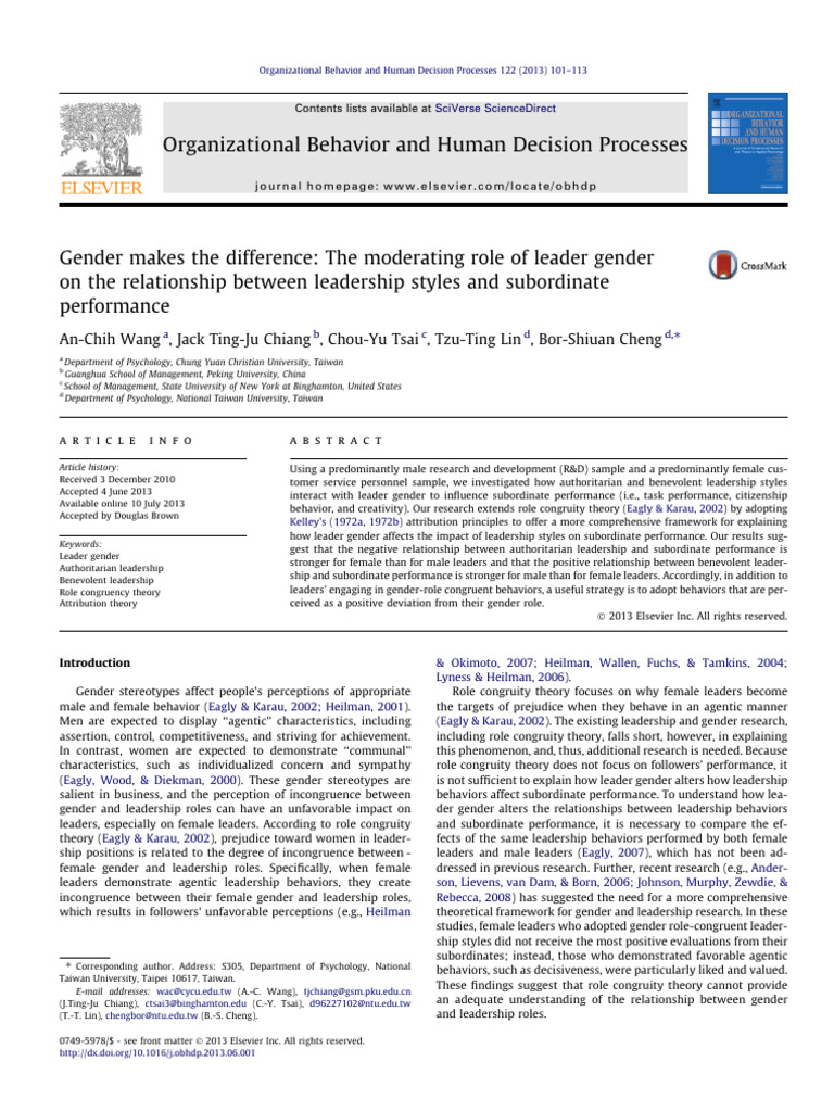 Organizational Behavior and Human Decision Processes | PDF | Leadership ...