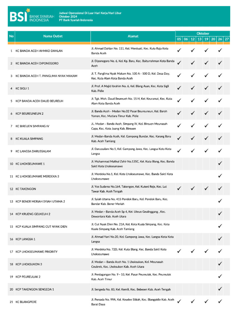 Jadwal BSI | PDF