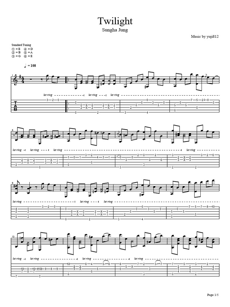 Twilight Guitar Tab by Sungha Jung | PDF