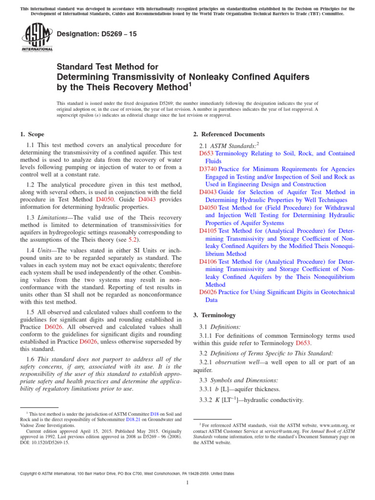 Determining Transmissivity of Nonleaky Confined Aquifers by The Theis ...
