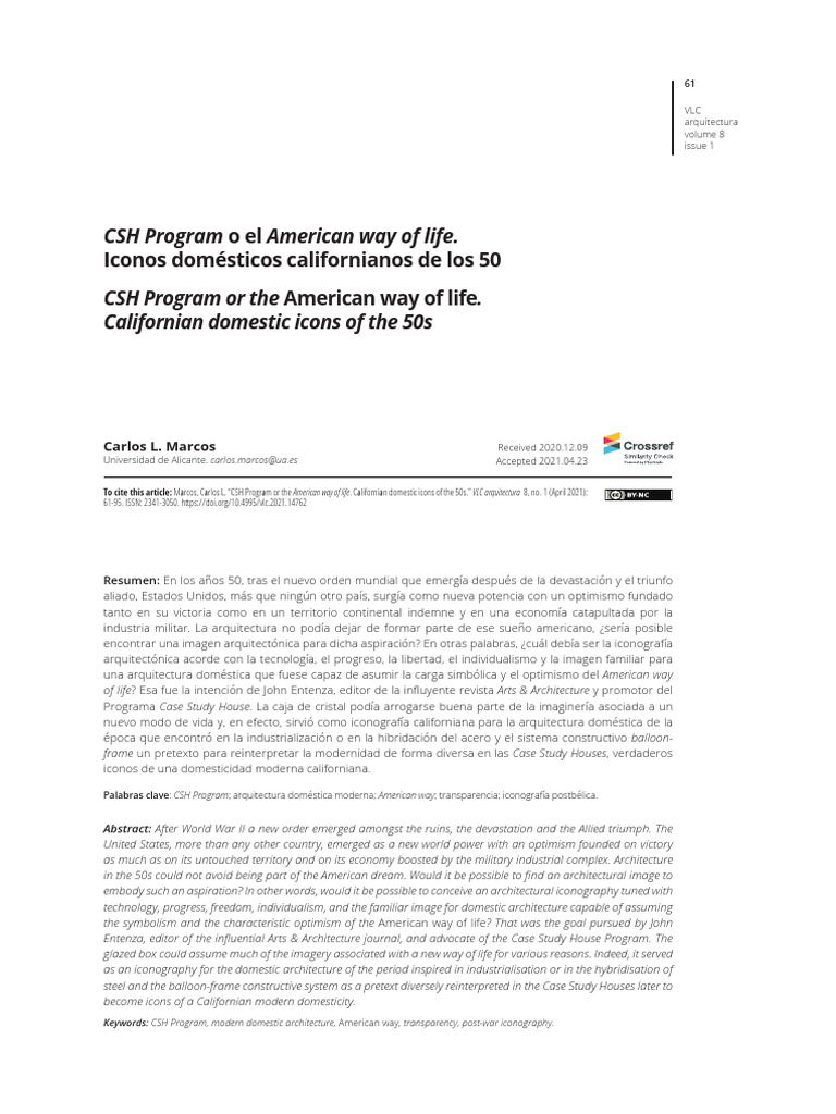 Marcos - CSH Program or The Amercan Way of Lfe. Calfornan Domestccons ...