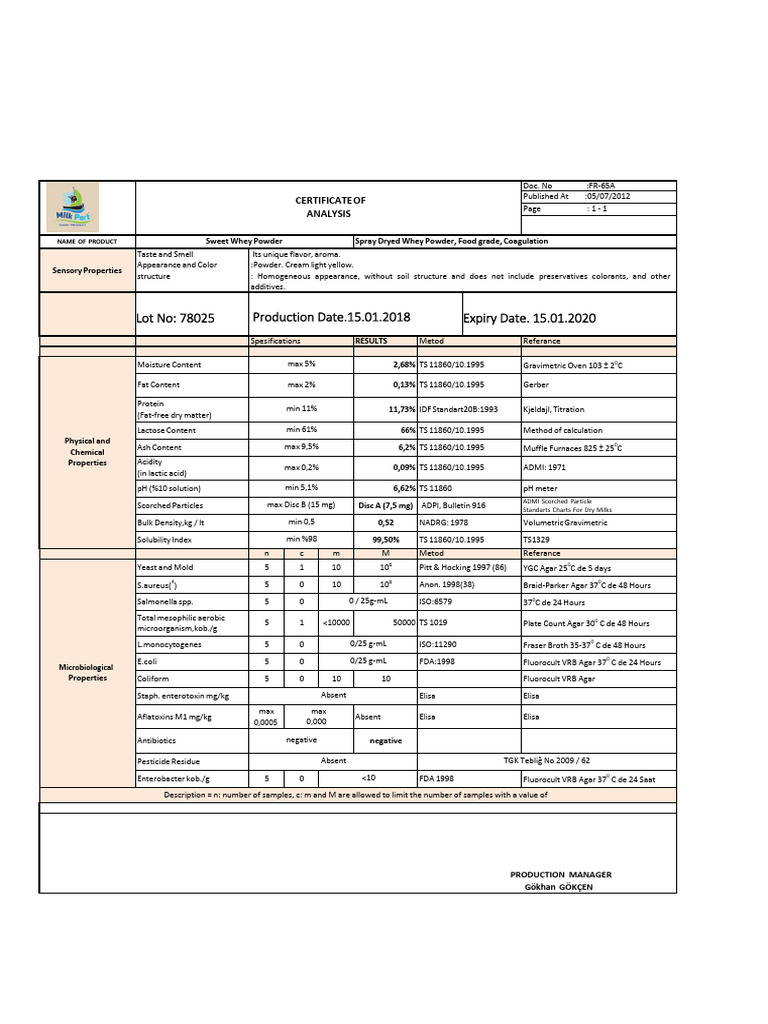 Protein 11 - Sweet Whey Powder - Milk Port | PDF | Science & Mathematics