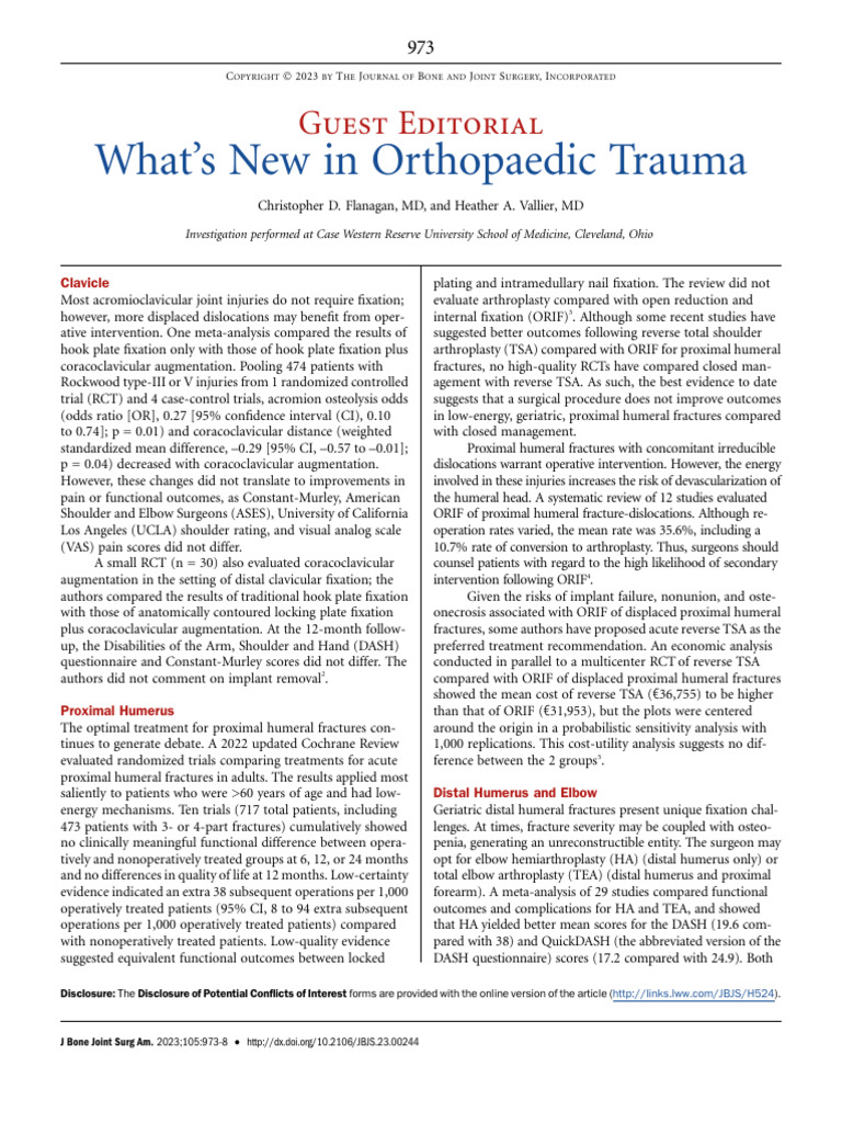 What's New in Orthopaedic Trauma | PDF | Randomized Controlled Trial ...