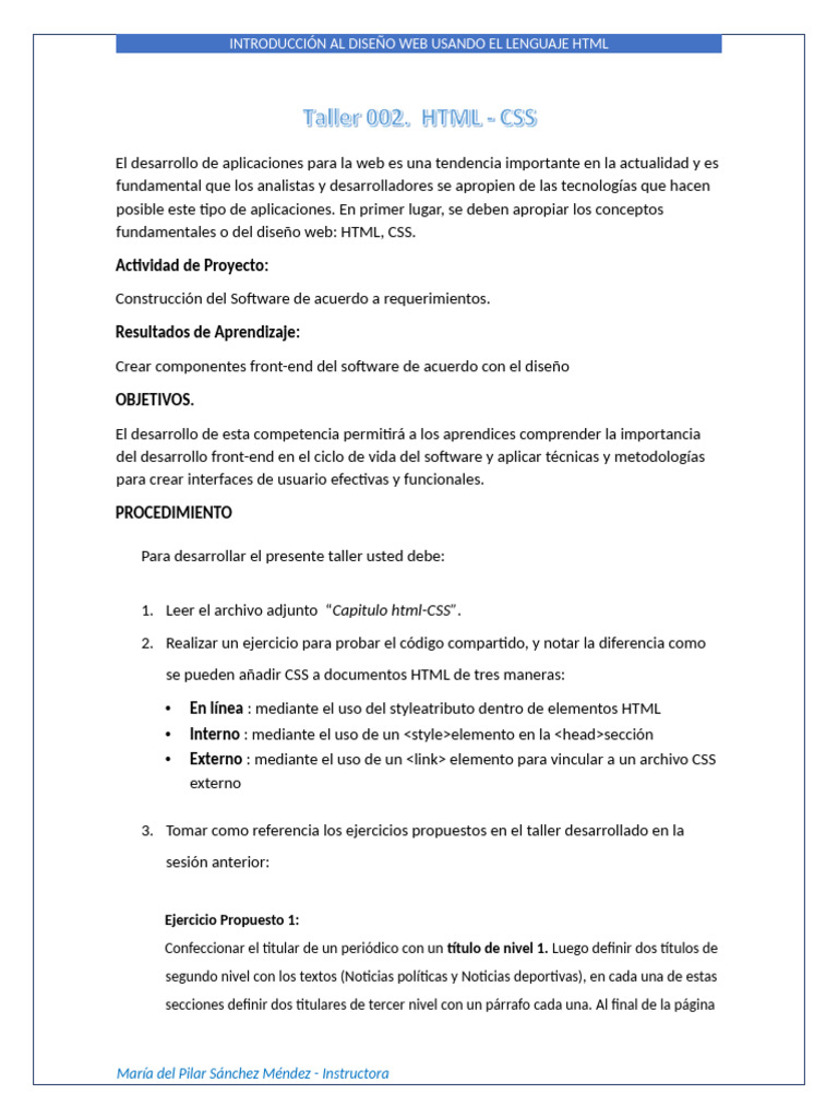 Taller 002. HTML Css | PDF | HTML | Software Taller 002. HTML Css | PDF | HTML | Software
