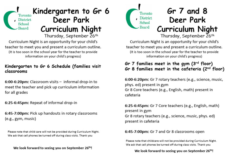 Curriculum Night | PDF | Curriculum | Childhood