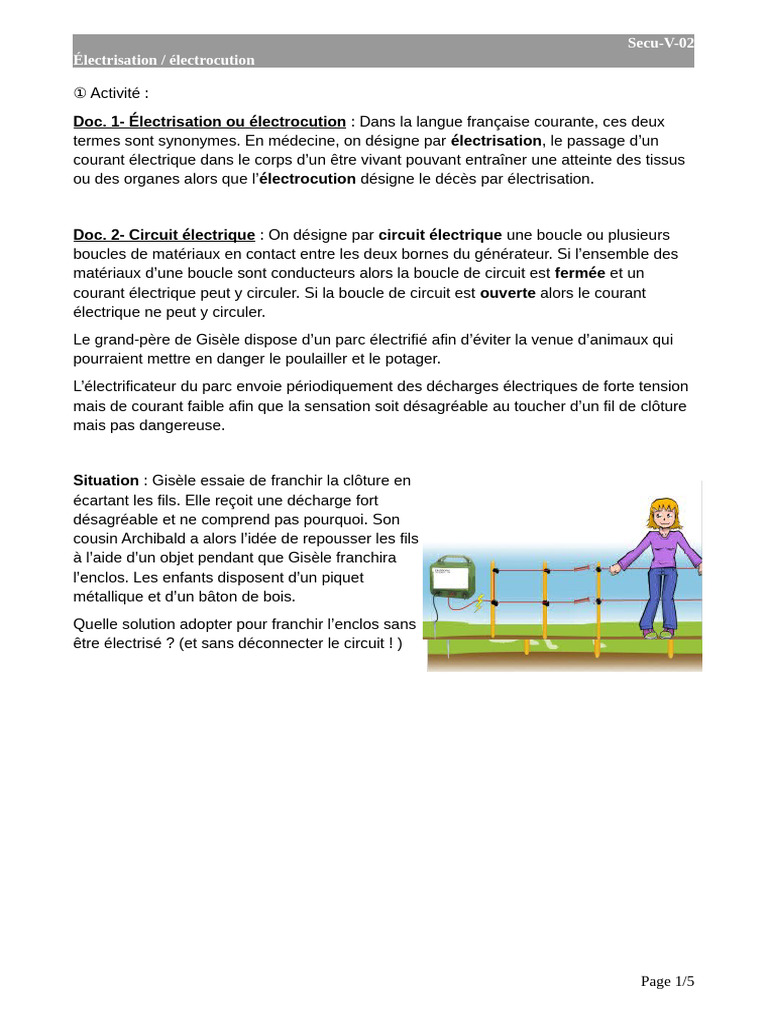 Électrisation et sécurité électrique | PDF | Électrotechnique ...
