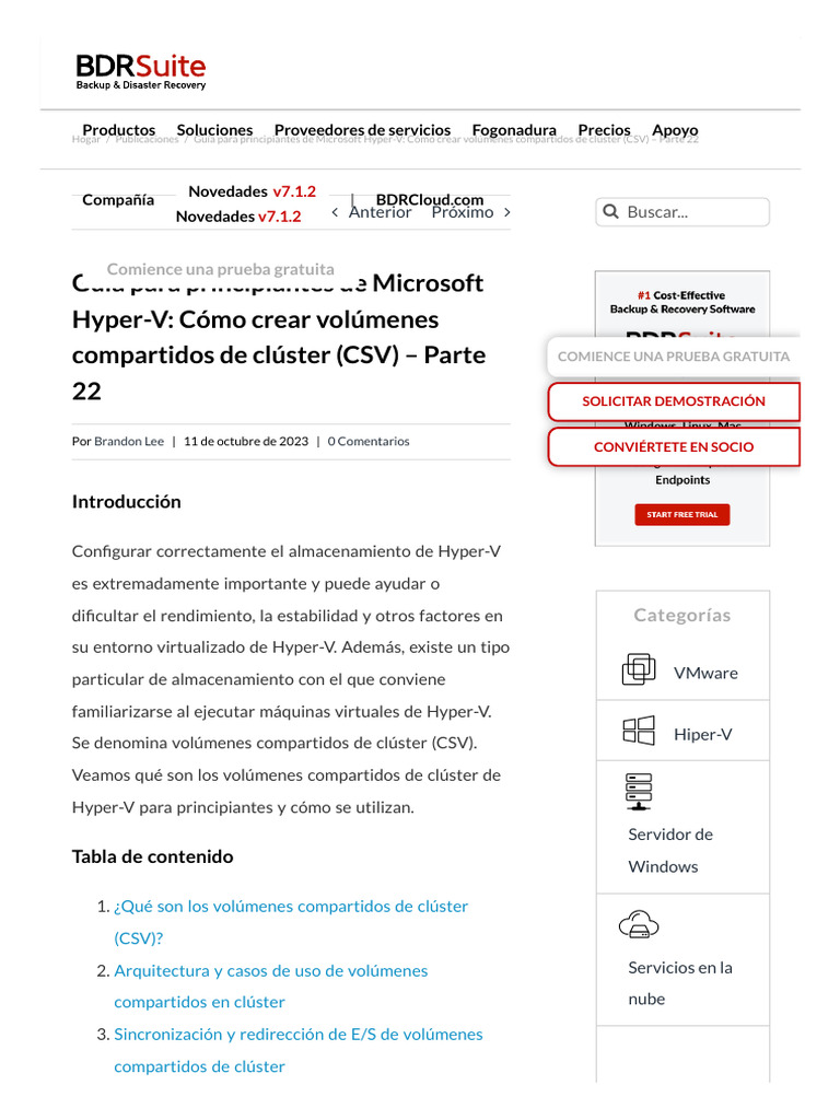 Microsoft Hyper-V - Cómo Crear Volúmenes Compartidos de Clúster (CSV) | PDF | Grupo de ...