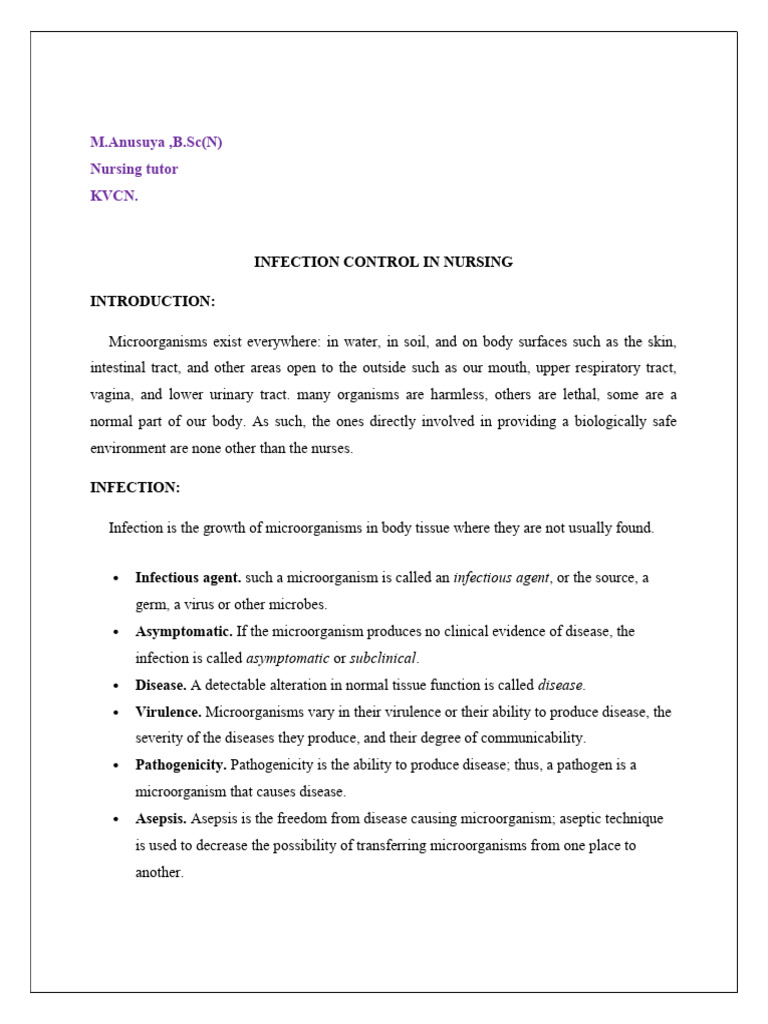 E Notes Infection Control in Nursing | PDF | Immune System | Infection