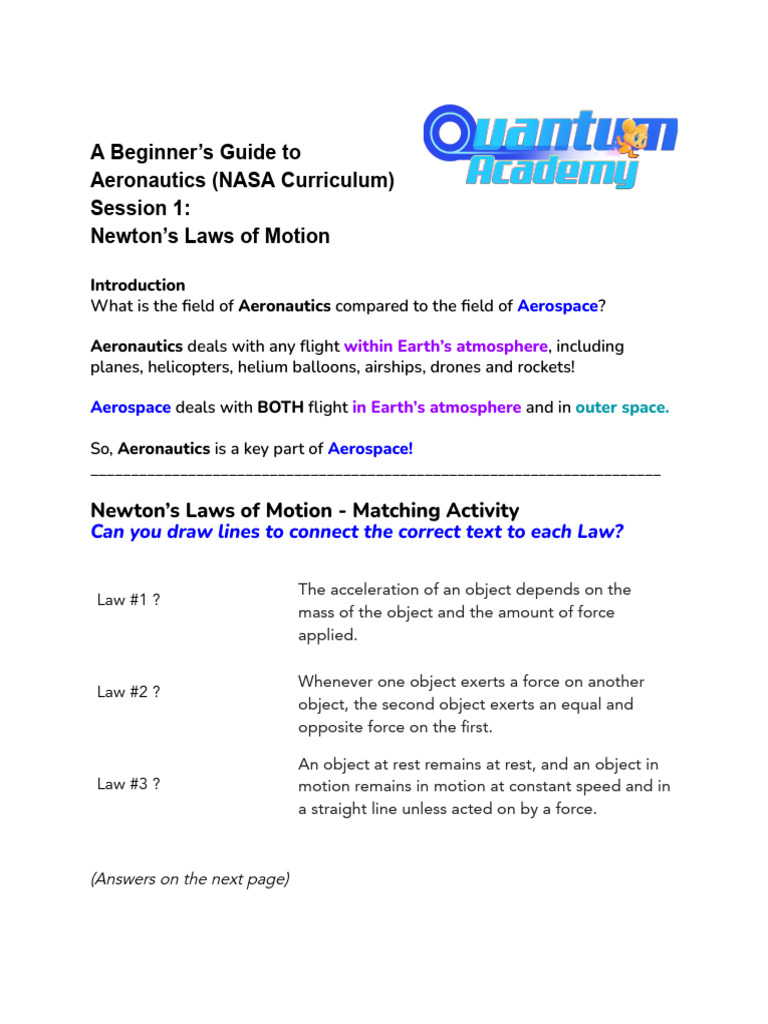 Aeronautics Class1 Review Handout | PDF | Force | Mass