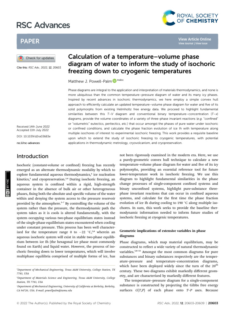 RSC Advances: Paper | PDF | Phase (Matter) | Phase Diagram