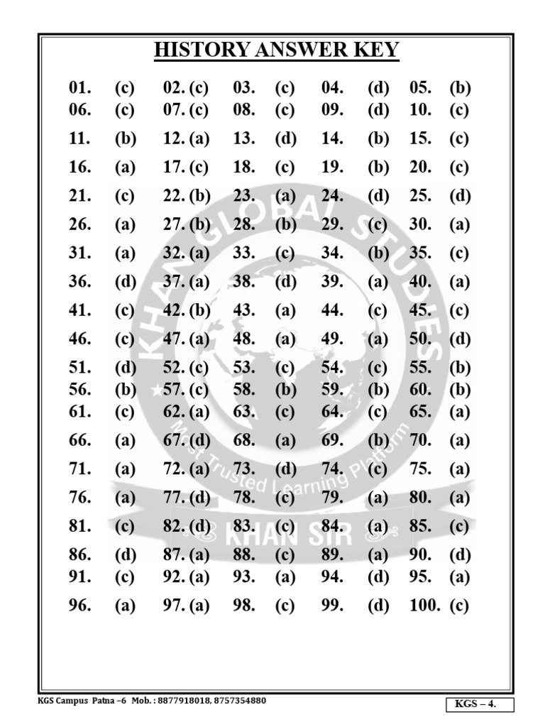 History Exam Answer Key | PDF | Teaching Methods & Materials