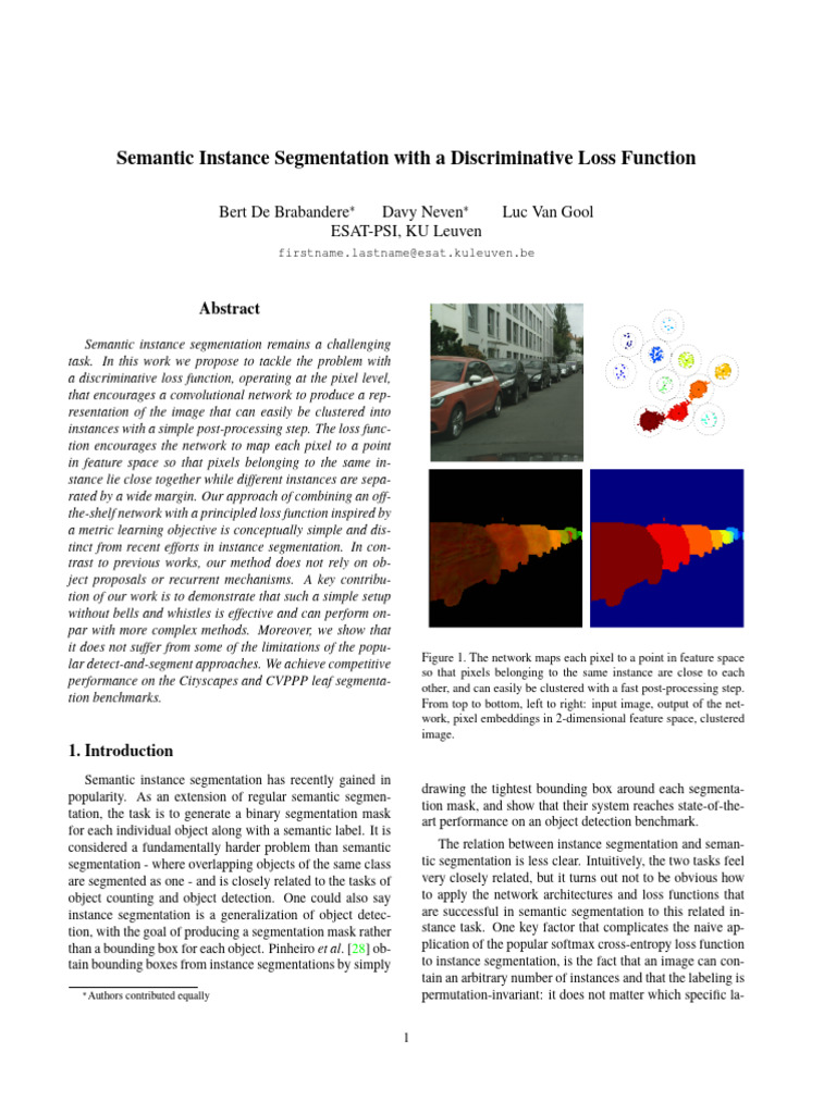 Semantic Instance Segmentation With A Discriminative Loss Function | PDF | Image Segmentation ...