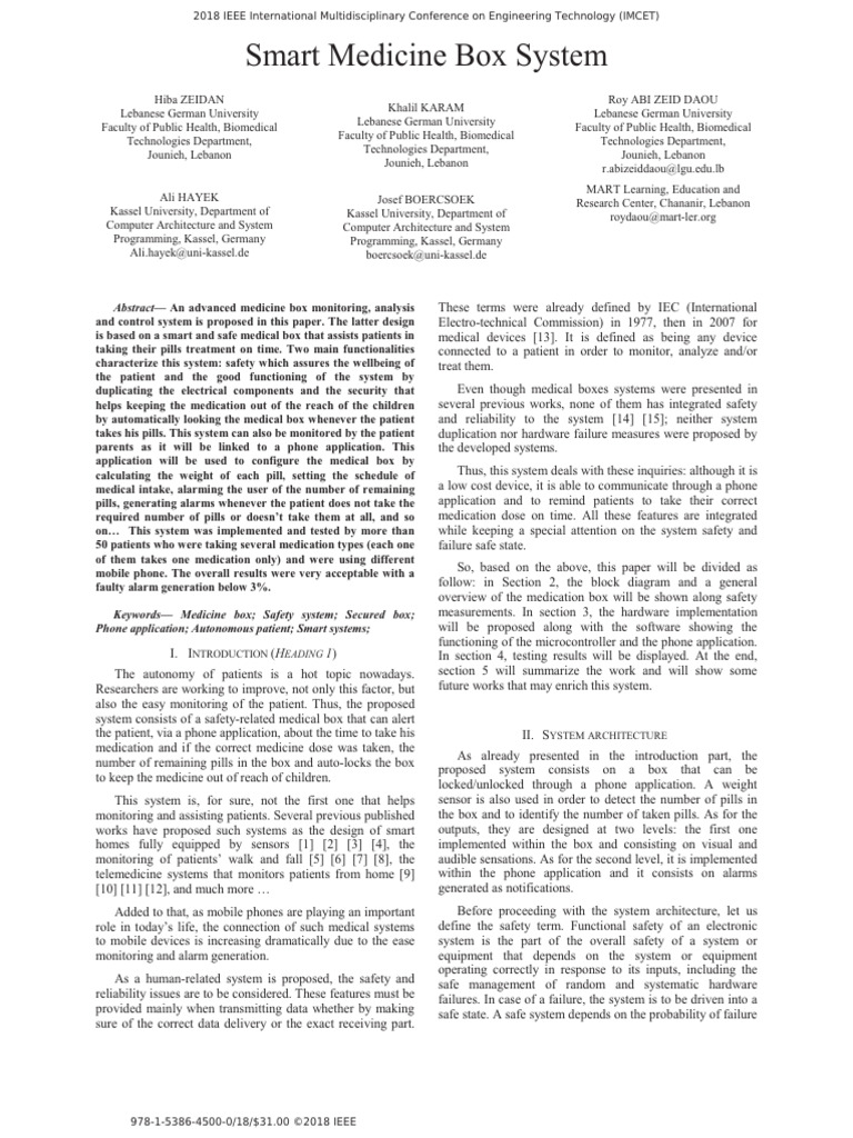 Smart Medicine Box for Pill Management | PDF | Reliability Engineering ...