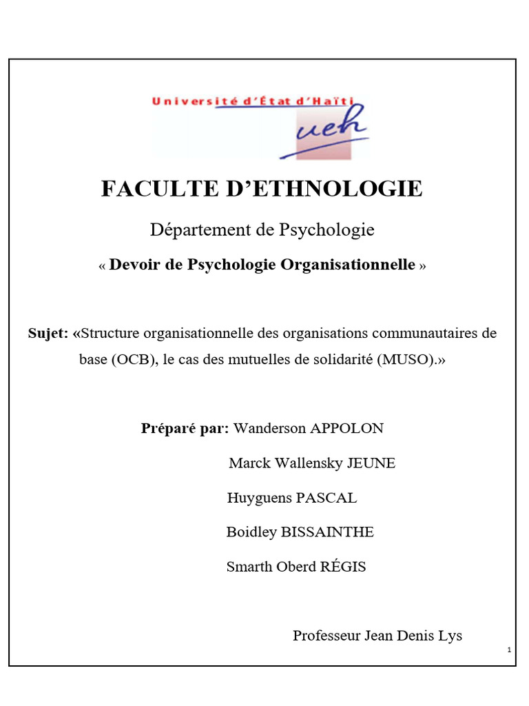 Mutuelles de solidarité en Haïti : fonctionnement et enjeux | PDF ...