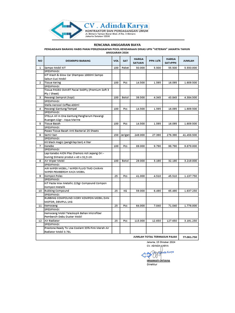 22 - RAB Pengadaan Barang Habis Pakai Bengkel UPN | PDF