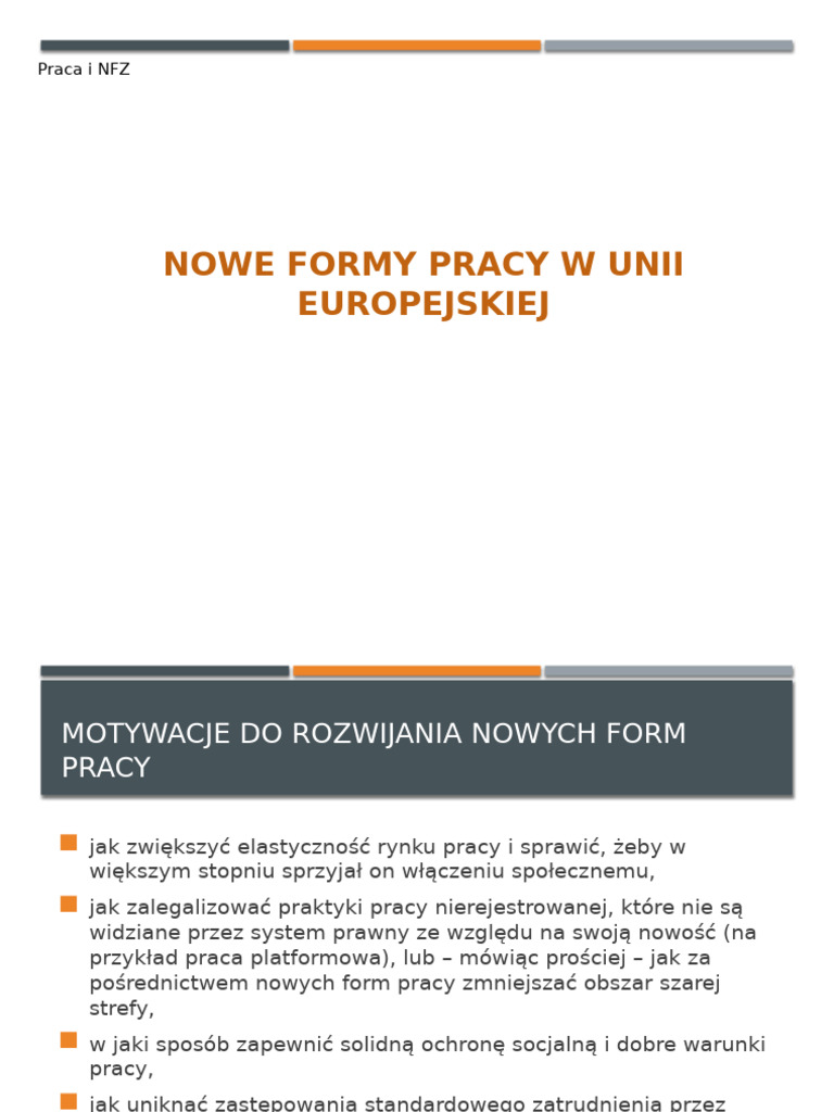 Nowe Formy Pracy W Unii Europejskiej | PDF