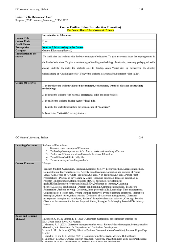 2 - INTRO TO EDUCATION. Weekly Lecture Plan | PDF | Lesson Plan ...