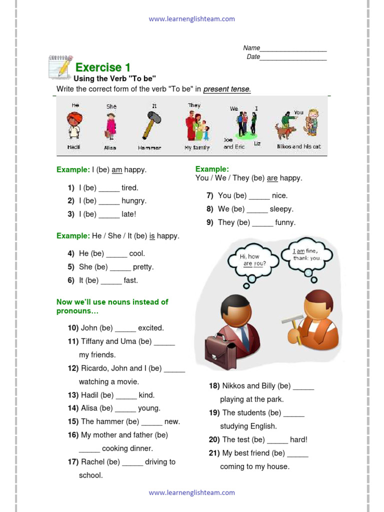 Exercises on the Verb "To Be" | PDF | Linguistics | Grammar