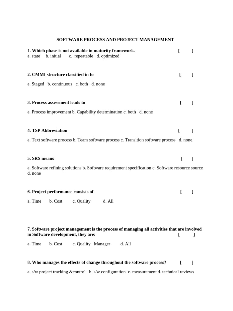 SPPM Objectives Set1 & Set2 | PDF | Software Development Process ...