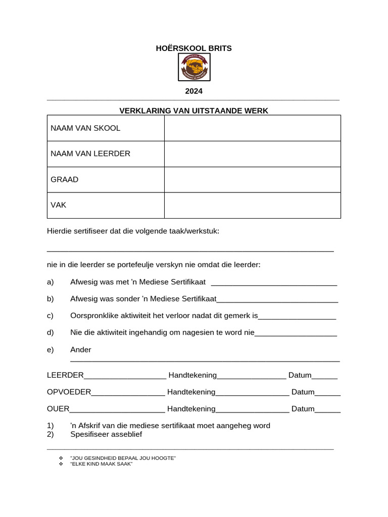 Declaration of Missing Work - En.af | PDF