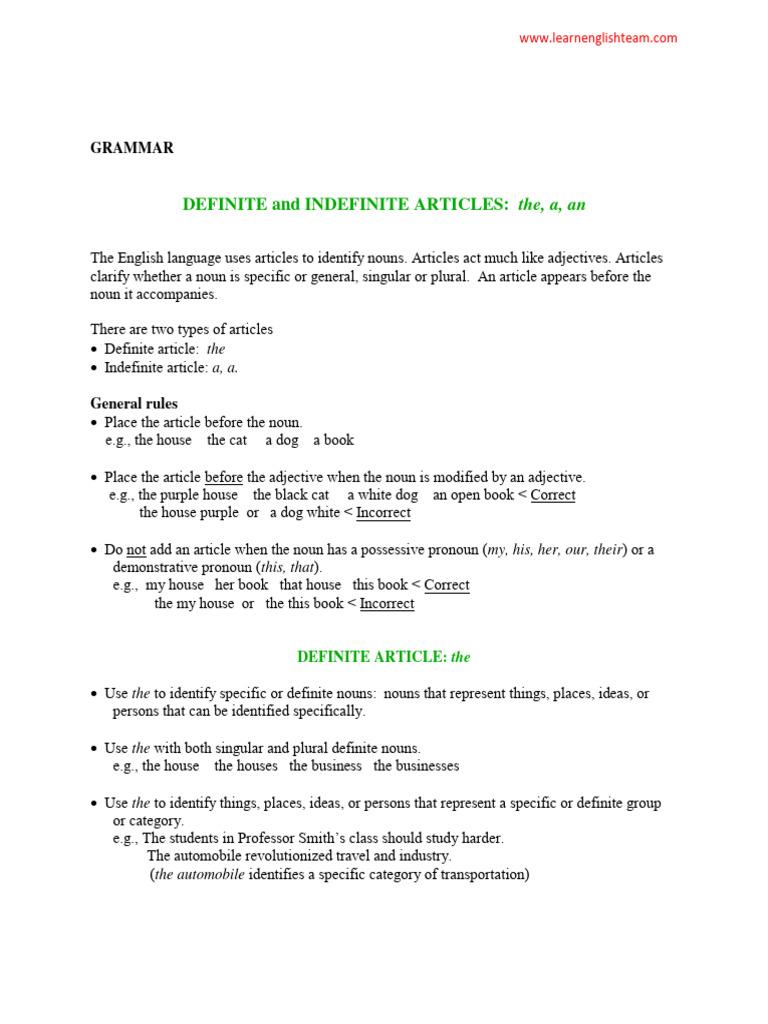 Understanding English Articles: A & An, The | PDF | Noun | Morphology