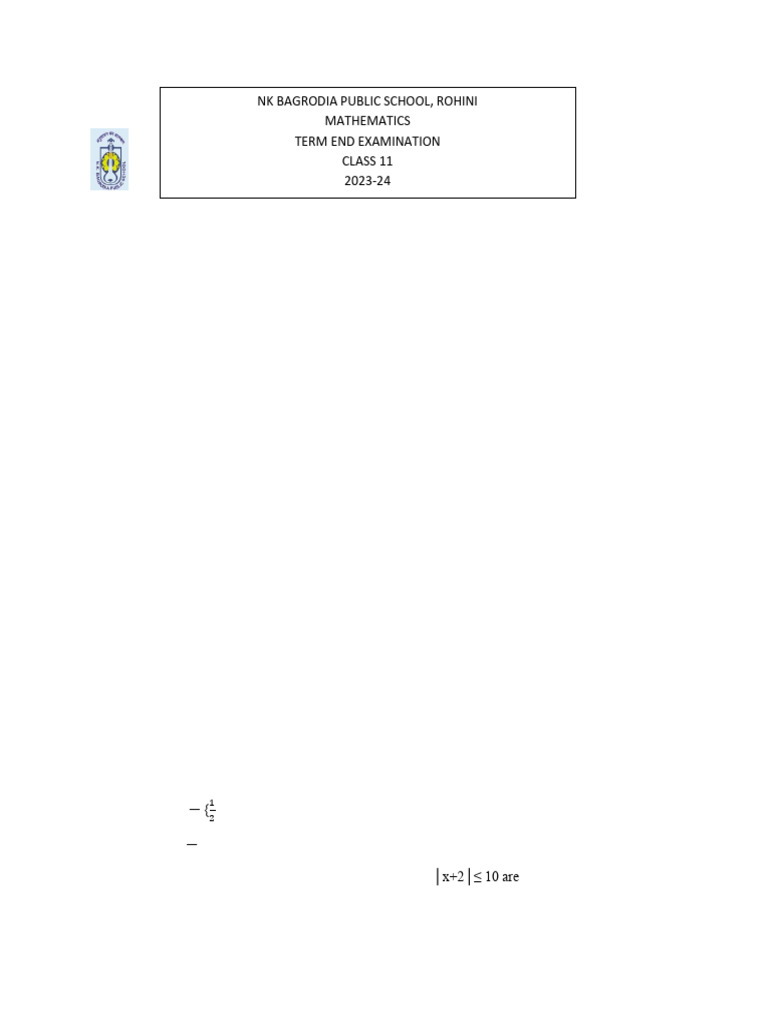 Class 11 Mathematics Final 2023-24 | PDF | Mathematical Concepts ...