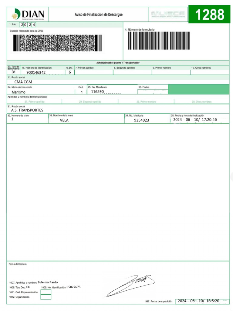 Formulario 1288 | PDF