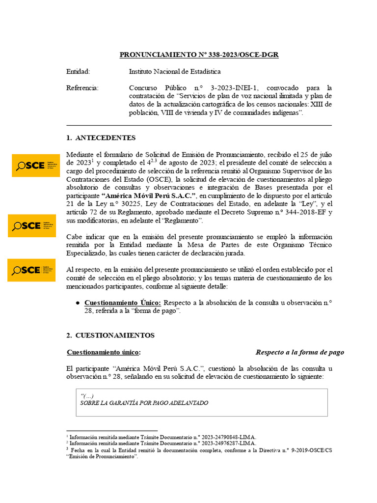 Pronunciamiento #338-2023 - OSCE-DGR | PDF | Póliza de seguros | Regulación