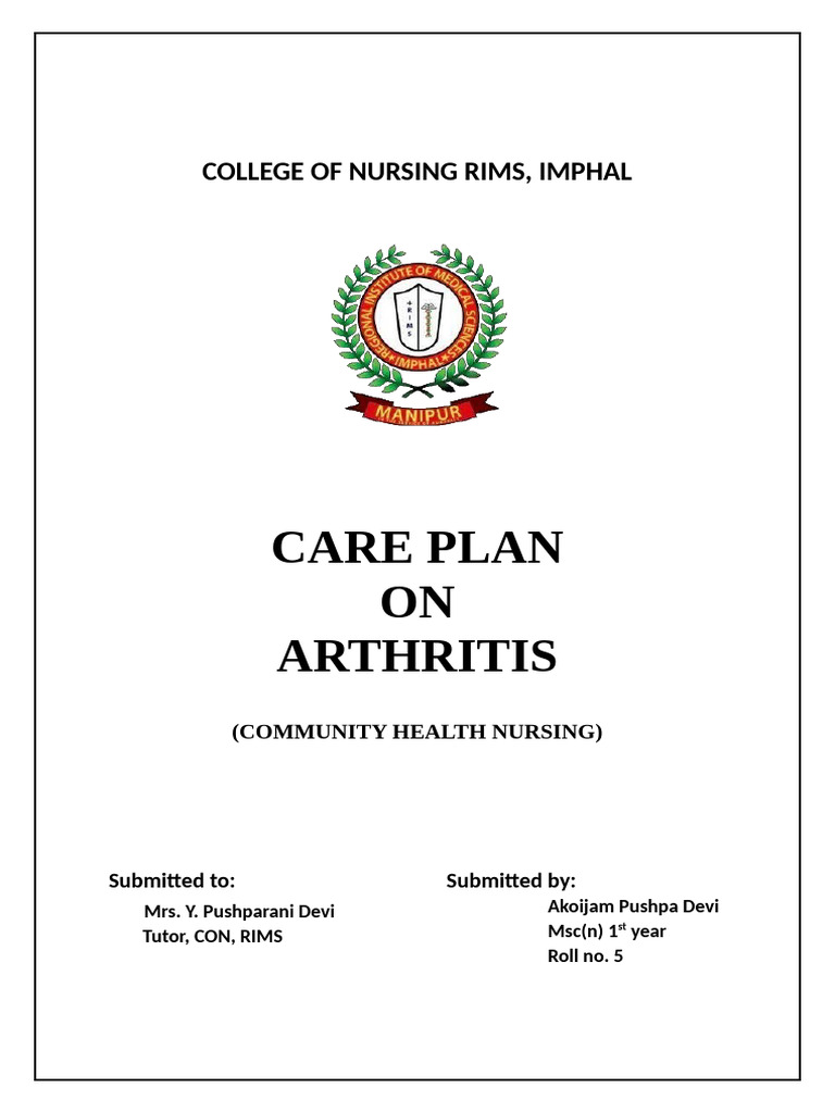 Care Plan On Artheritis (Autorecovered) | PDF | Medical Diagnosis | Pain