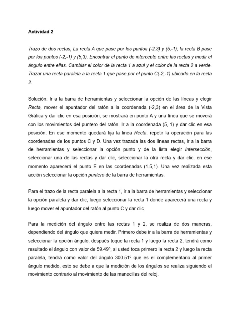 Actividad 2 Trazo Rectas, Punto de Intersección, Medición de Ángulos ...